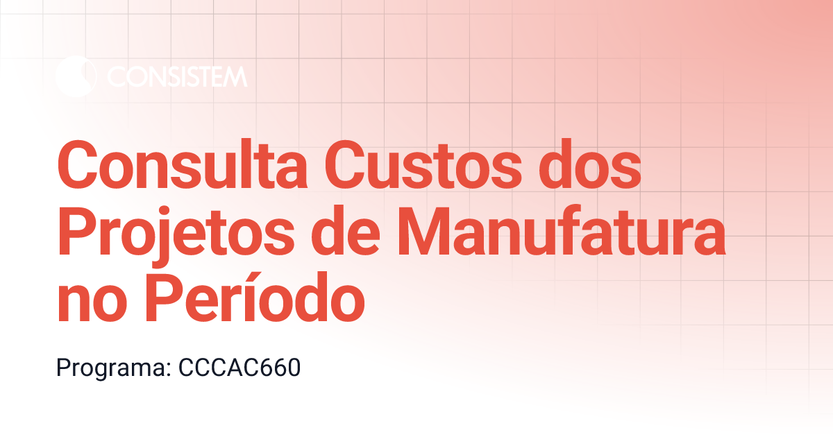 Consulta Custos dos Projetos de Manufatura no Período | Custos | Consistem